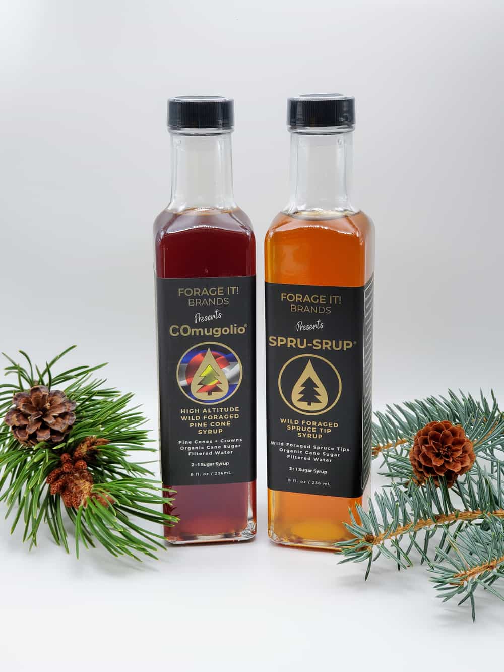 COMBO Spru-Srup® Organic Spruce Tip Syrup & COmugolio® Colorado Pine ...