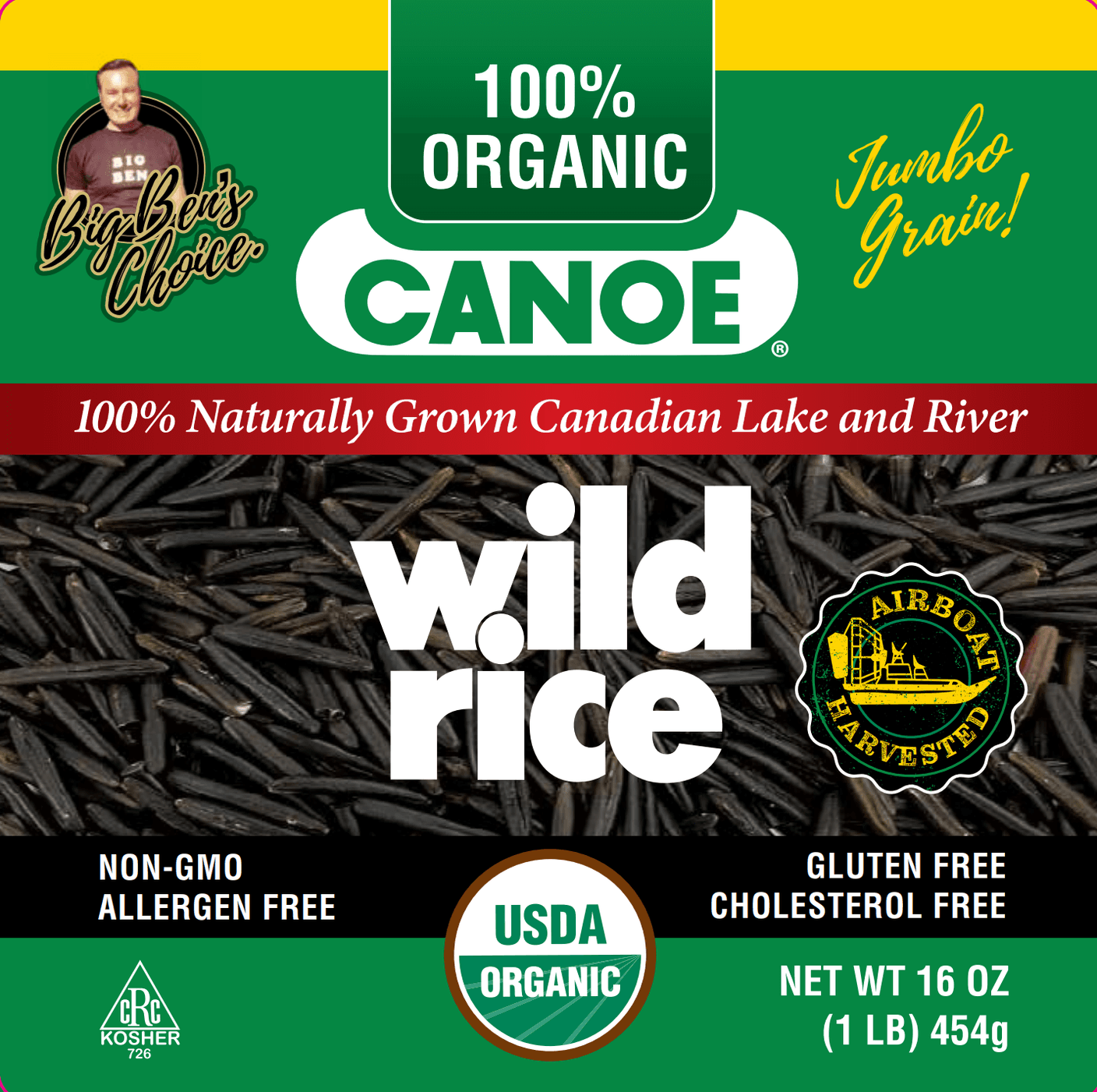 100% Organic Canadian Lake and River Wild Rice - JUMBO SIZE - 5 POUNDS ...