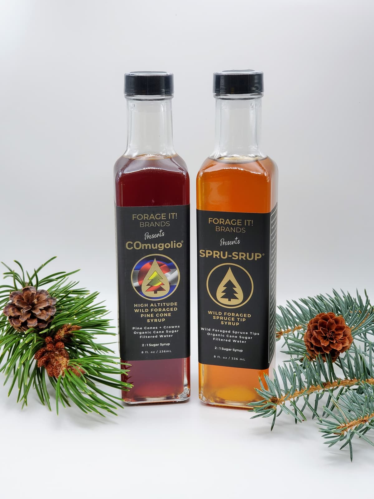 COMBO Spru-Srup® Organic Spruce Tip Syrup & COmugolio® Colorado Pine ...